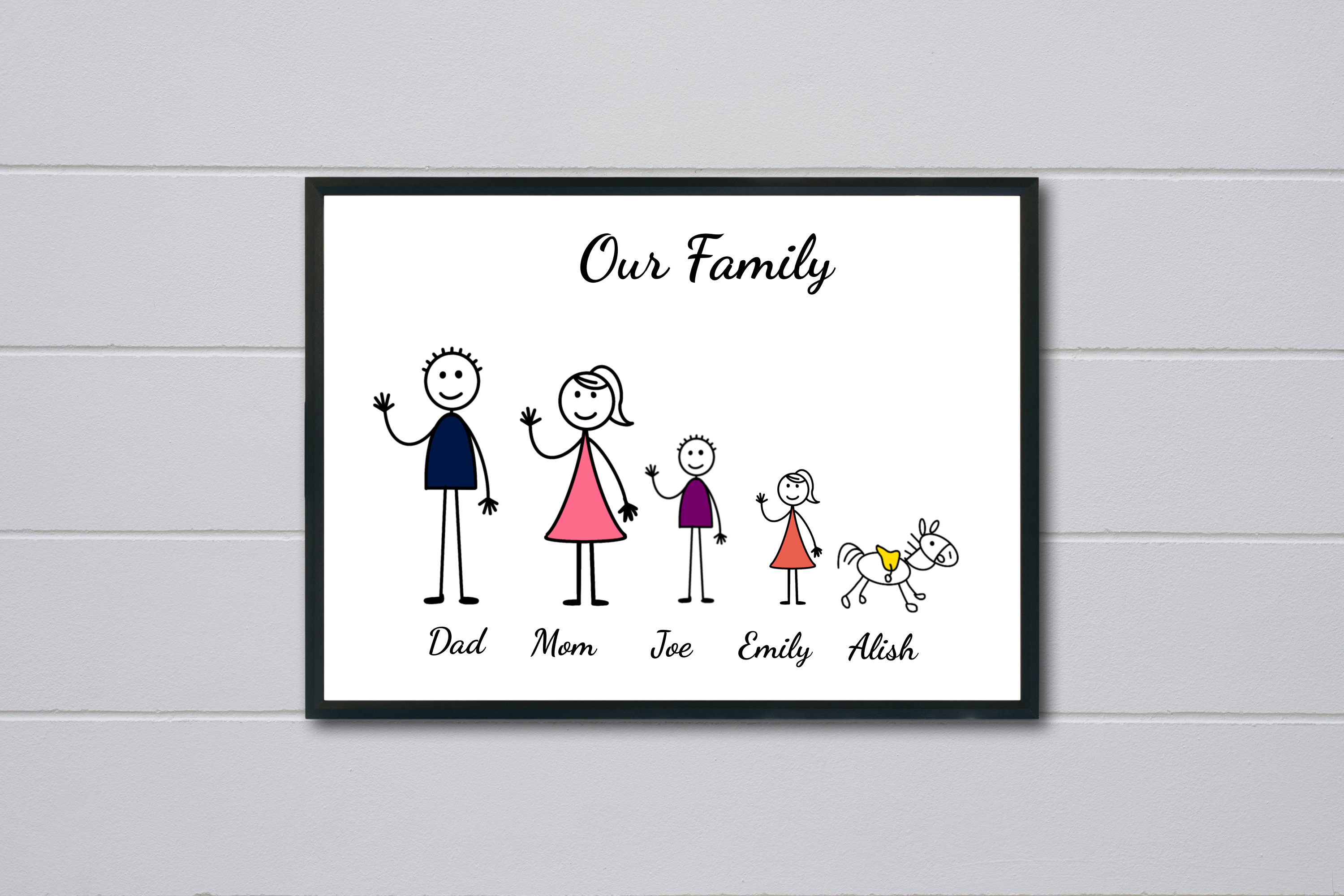 Personalised Stick Family Print Custom Wall Art Frame New | Etsy
