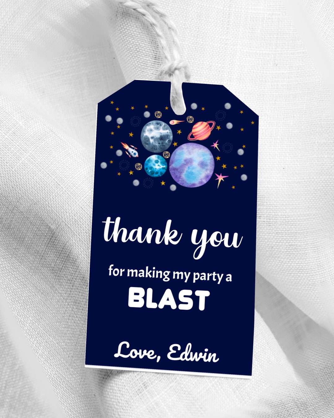 Editable Outer Space Favor Tags Space Birthday Thank You Label - Etsy