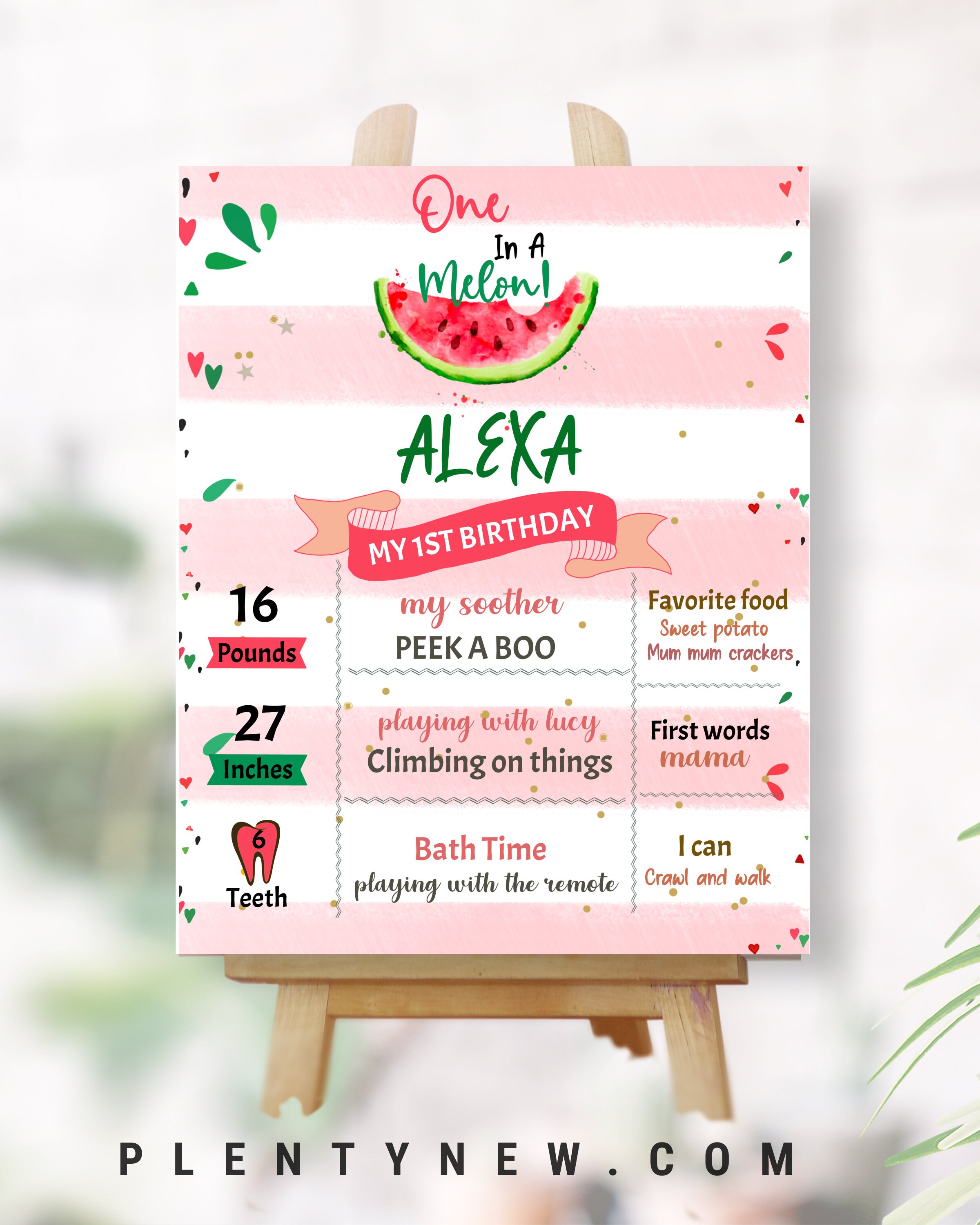 Editable Watermelon Milestone Birthday Poster Red Watermelon - Etsy