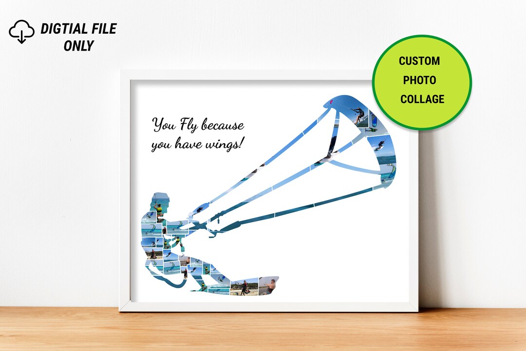 Kitesurfing Photo Collage-kiteboarding Collage - Sport Photo Collage ...