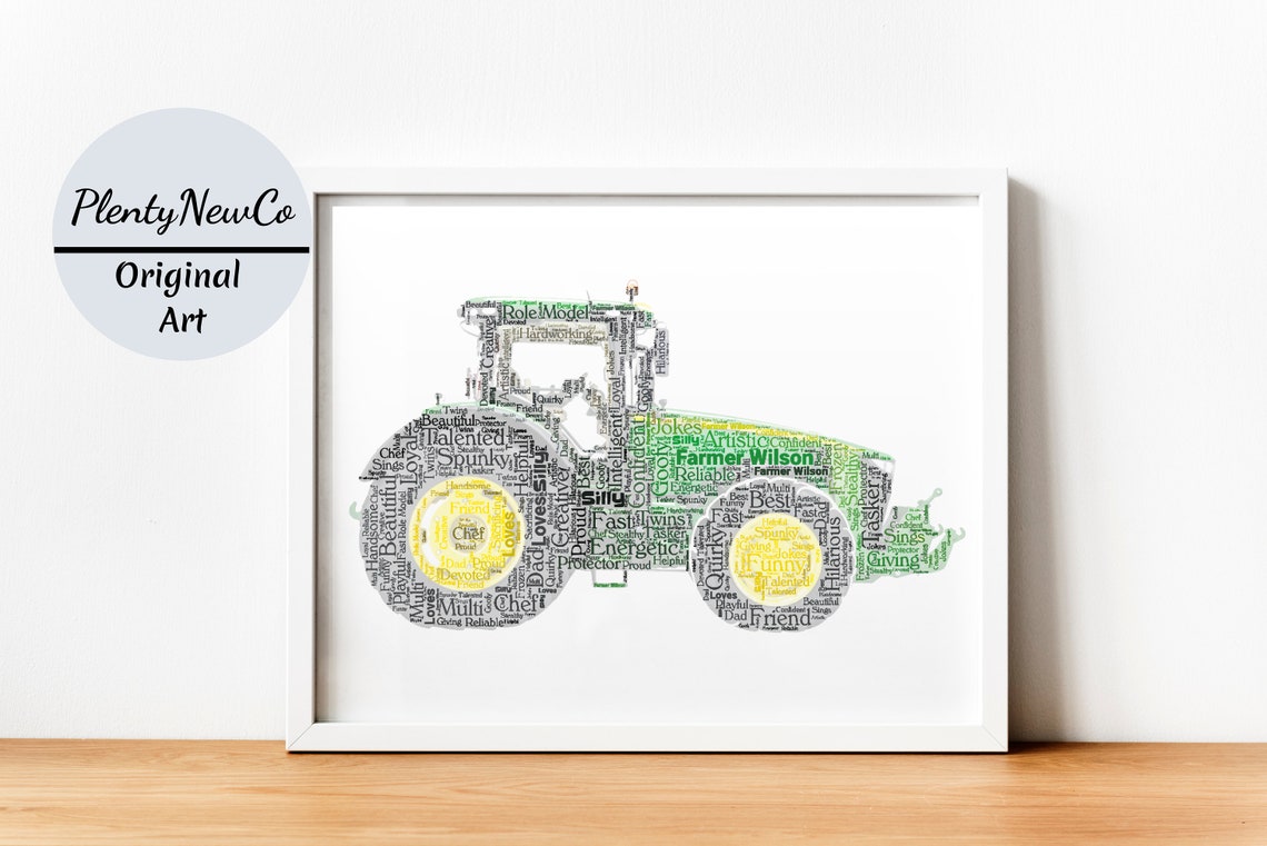 Personalised Tractor Print - Farmer Word Wall Art Digital- Fathers Day ...