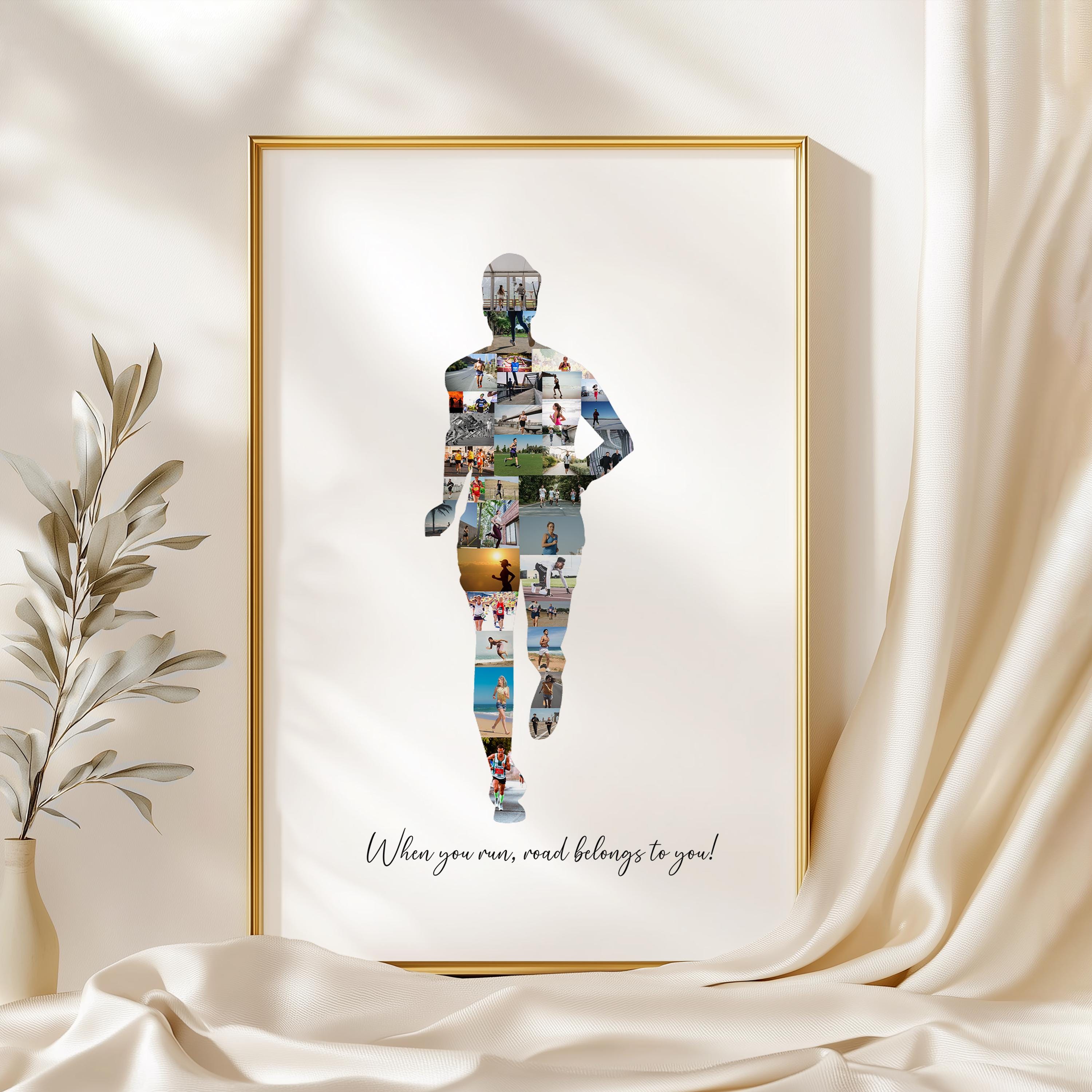 Runner Custom Gift, Running Photo Collage, Marathon Wall Poster ...