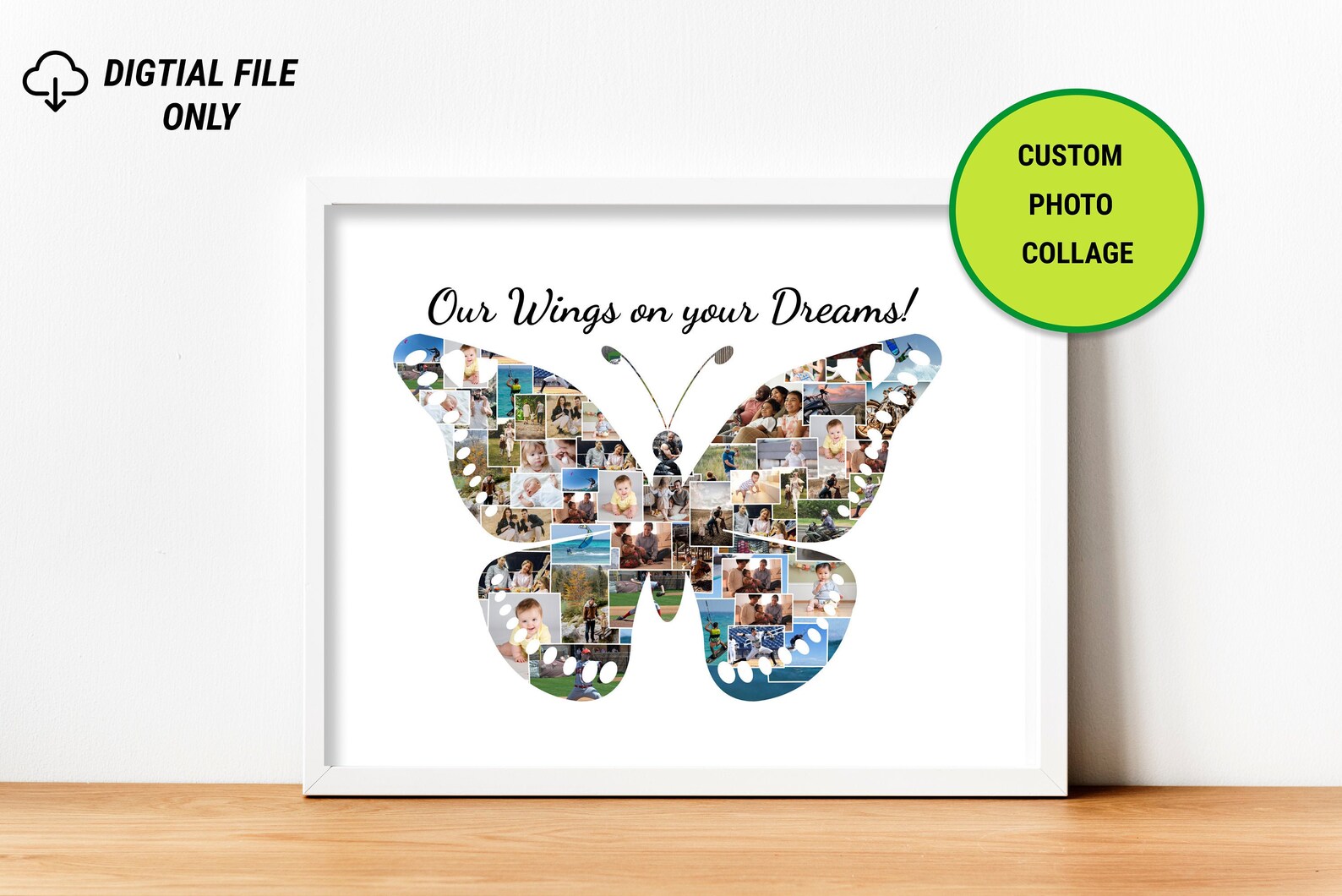 Butterfly Photo Collage Wall Art Home Decor Digital Printable Nursery ...