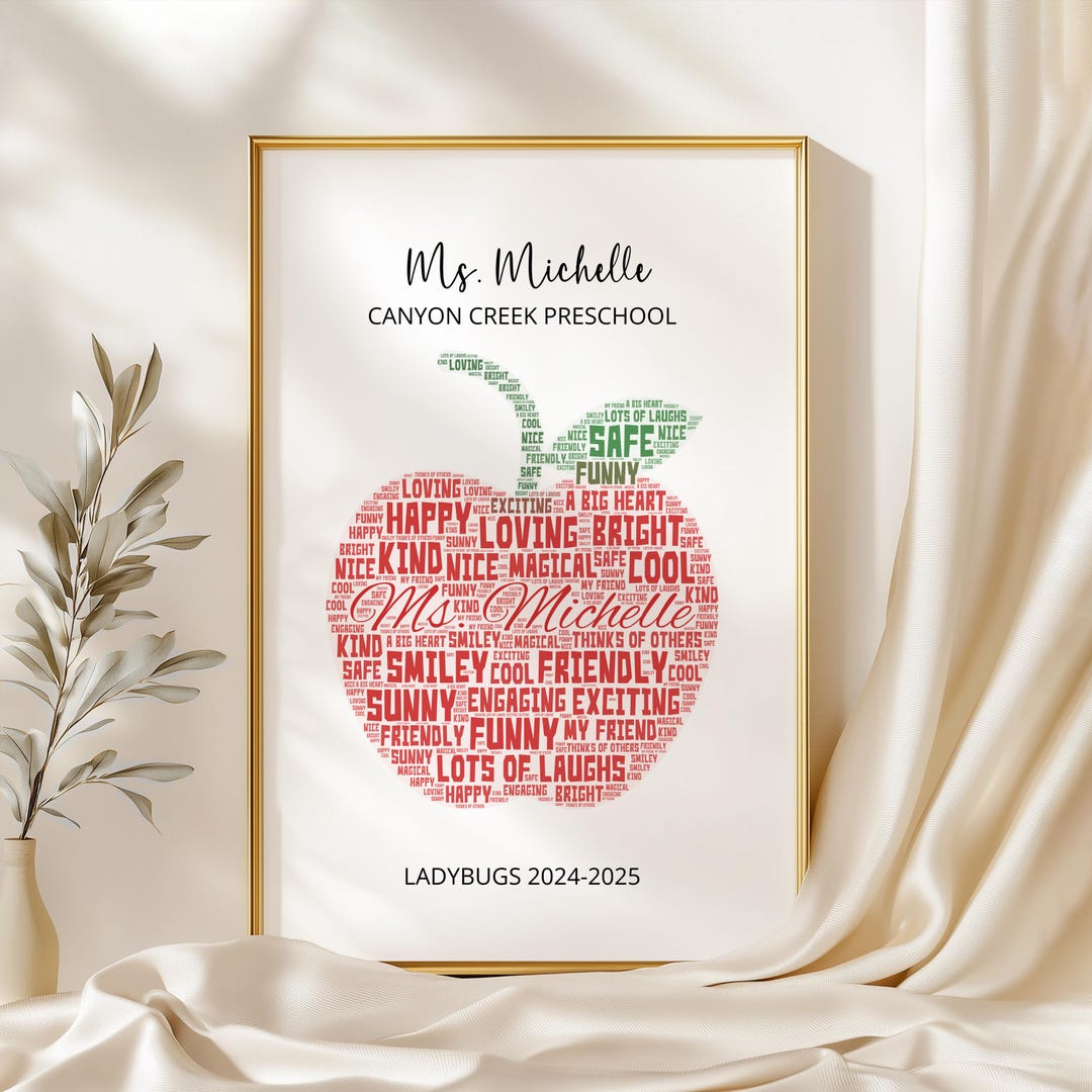Personalized Teacher Appreciation Gift Apple With Student Names Word ...