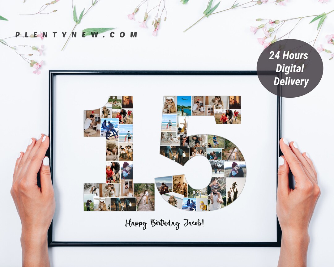 Custom 15th Birthday Photo Collage, Personalized 15th Picture Collage ...