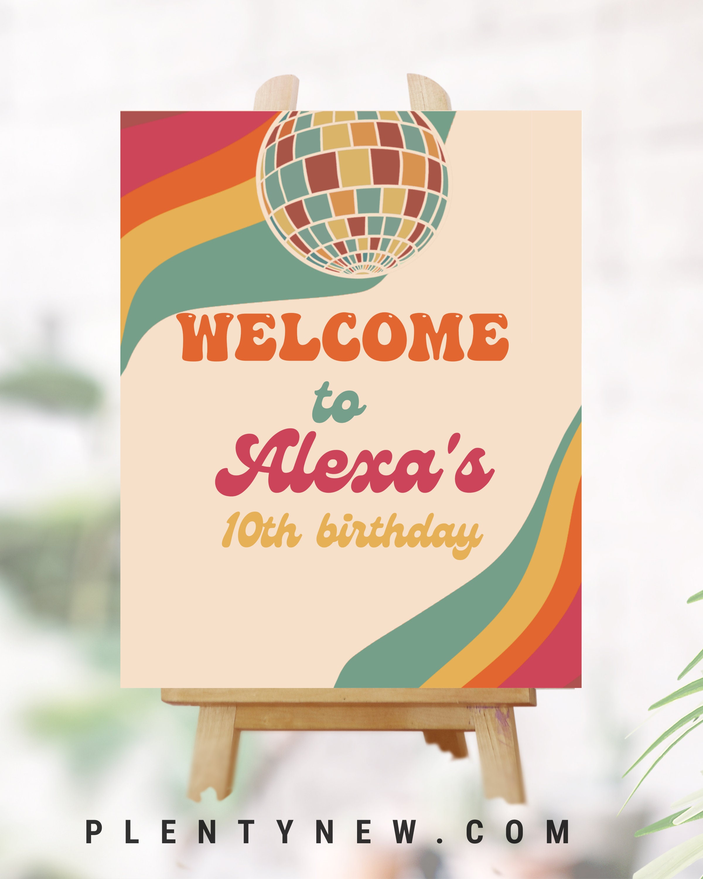 Disco Party Birthday Welcome Sign Editable Retro Groovy - Etsy