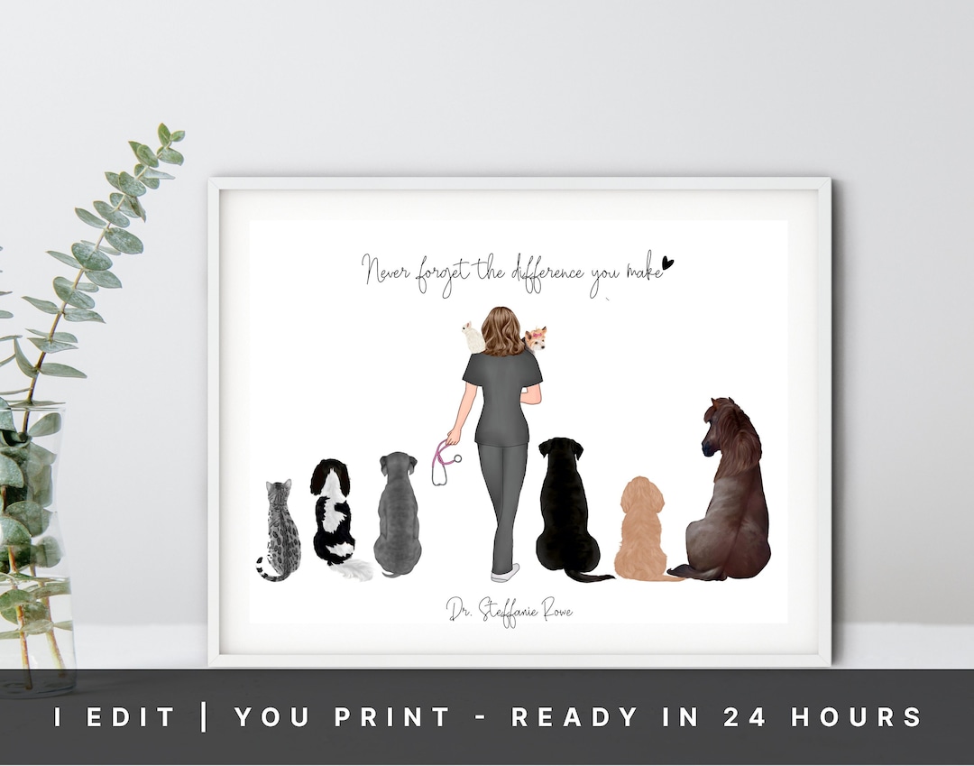 Vet Tech Gift, Veterinarian Gift, Personalized Veterinarian Print ...