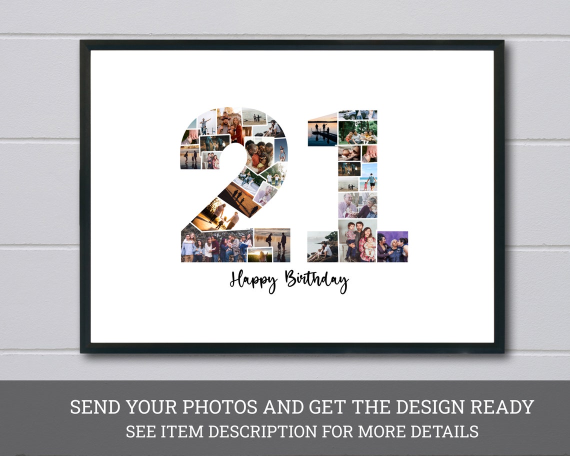 21st Birthday Photo Collage 21st Anniversary Photo Collage - Etsy