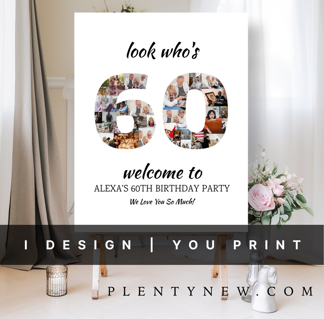 Look Who's 60, 60th Birthday Photo Collage, Customizable Collage Board ...
