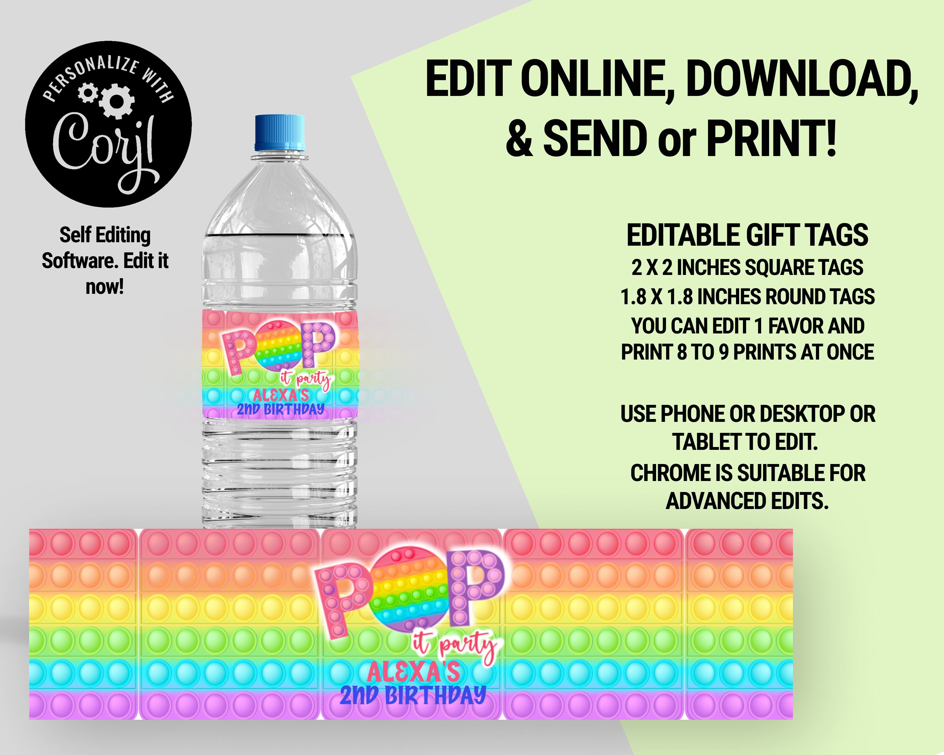 Editable Pop It Birthday Party Water Bottle Labels Pop It - Etsy