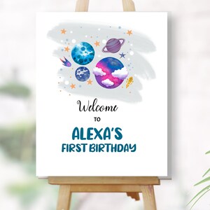 Editable Outer Space Birthday Welcome Sign 1st Birthday Boy - Etsy