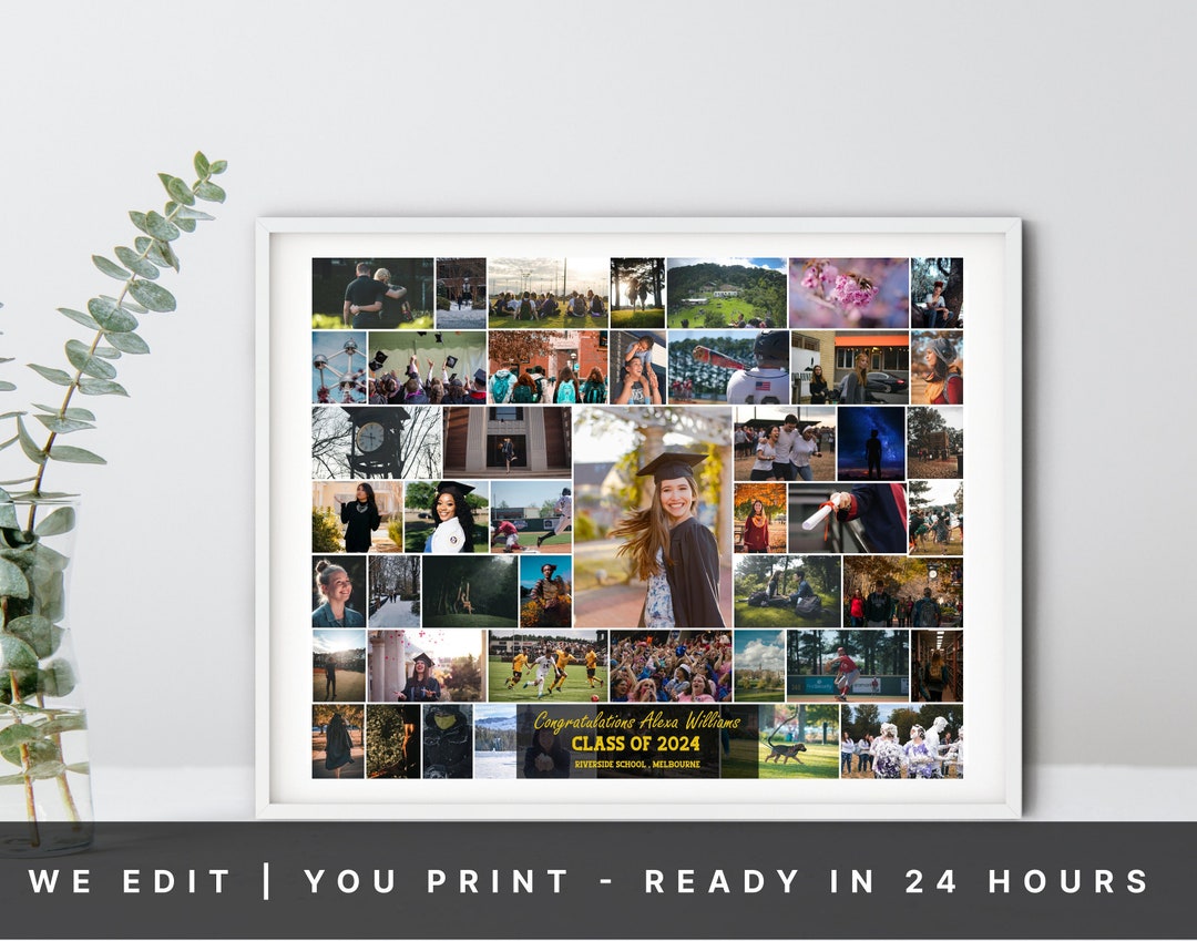 Graduation Photo Collage Template Set, Graduation Welcome Sign ...