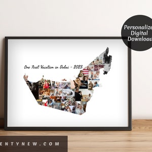 UAE Map Photo Collage, Any Country Map Photo Collage, Personalized ...