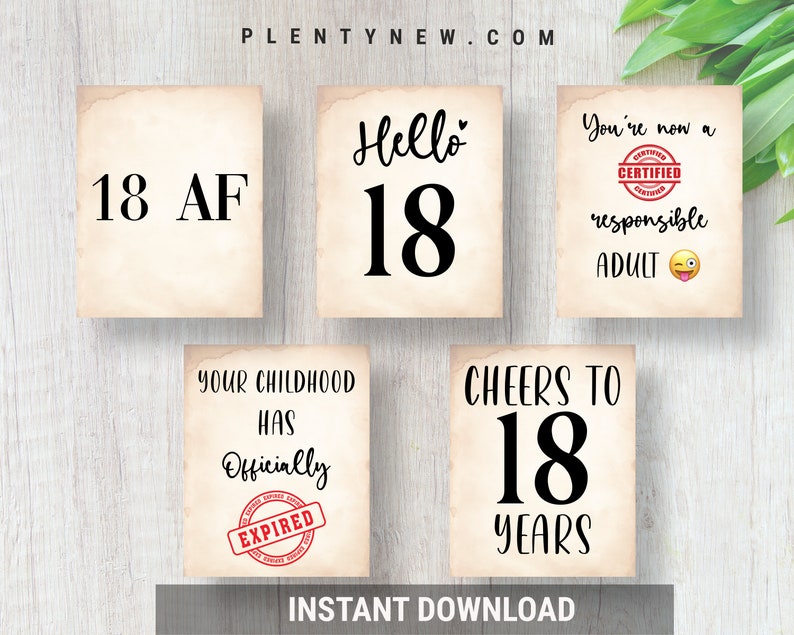 18th Birthday PRINTABLE Signs 18th Birthday Party - Etsy