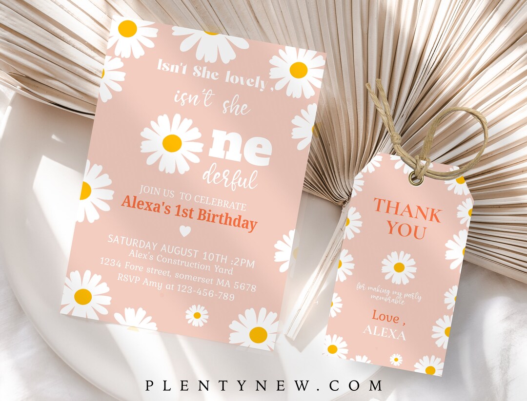 Editable Daisy Birthday Party Invitation, Daisy 1st Birthday Invitation ...
