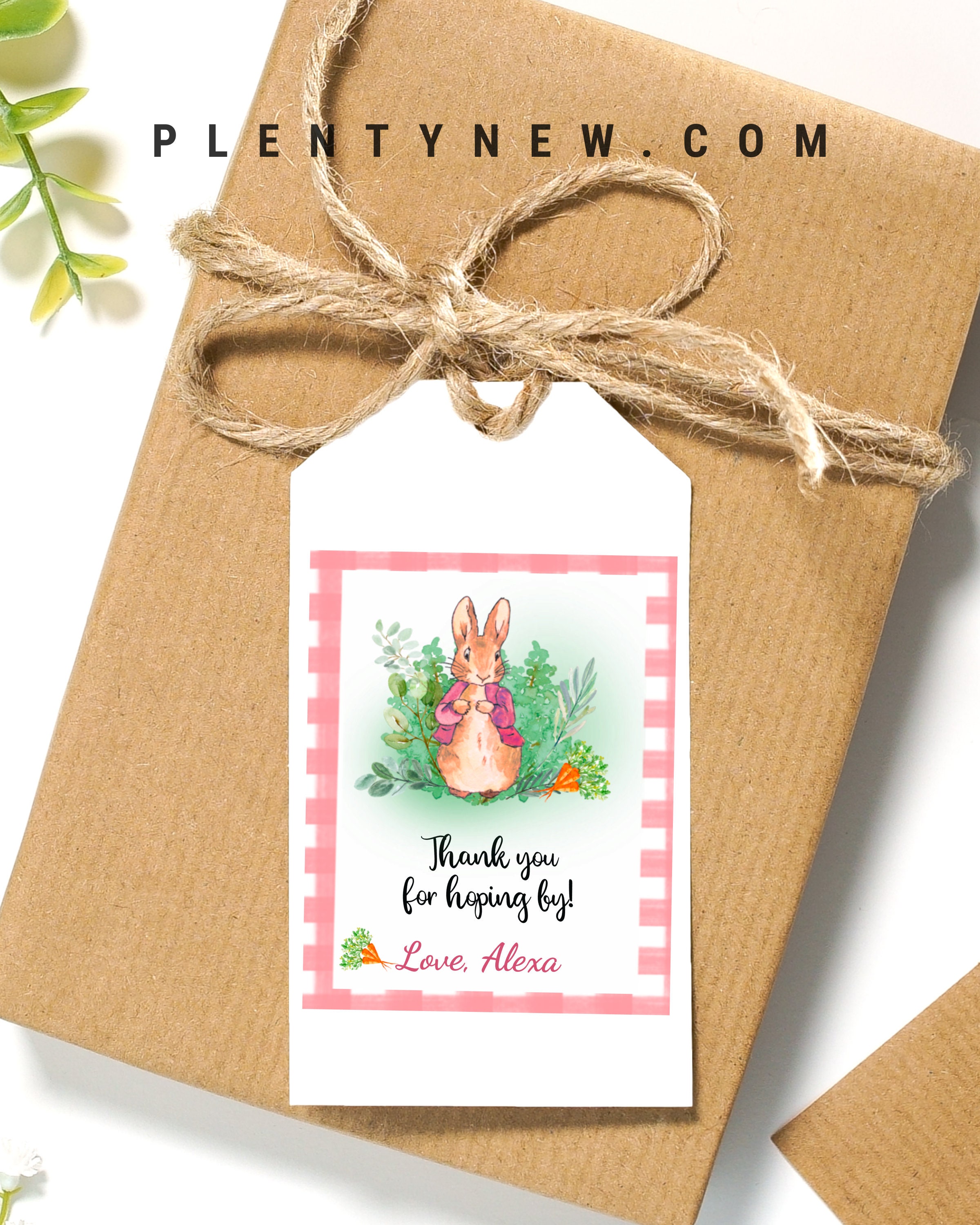 Editable Flopsy Bunny Baby Shower Favor Tags Bunny Thank you Tags Pink ...