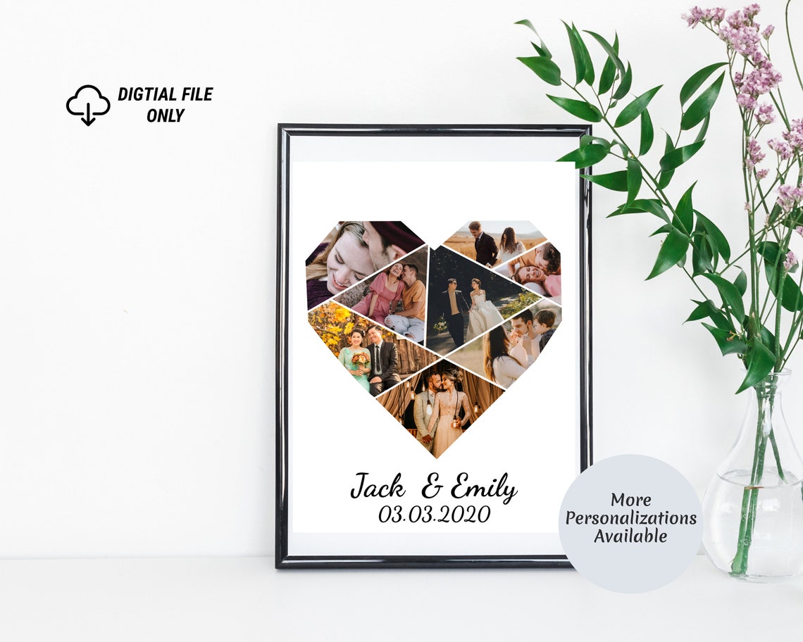 Geometric Heart Art Custom Heart Collage Photo Collage | Etsy