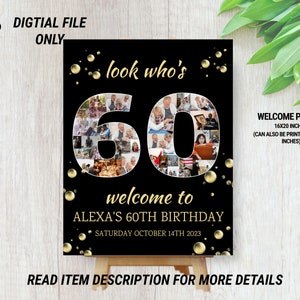 Look Who's 60, Black and Gold 60th Birthday Photo Collage TEMPLATE ...