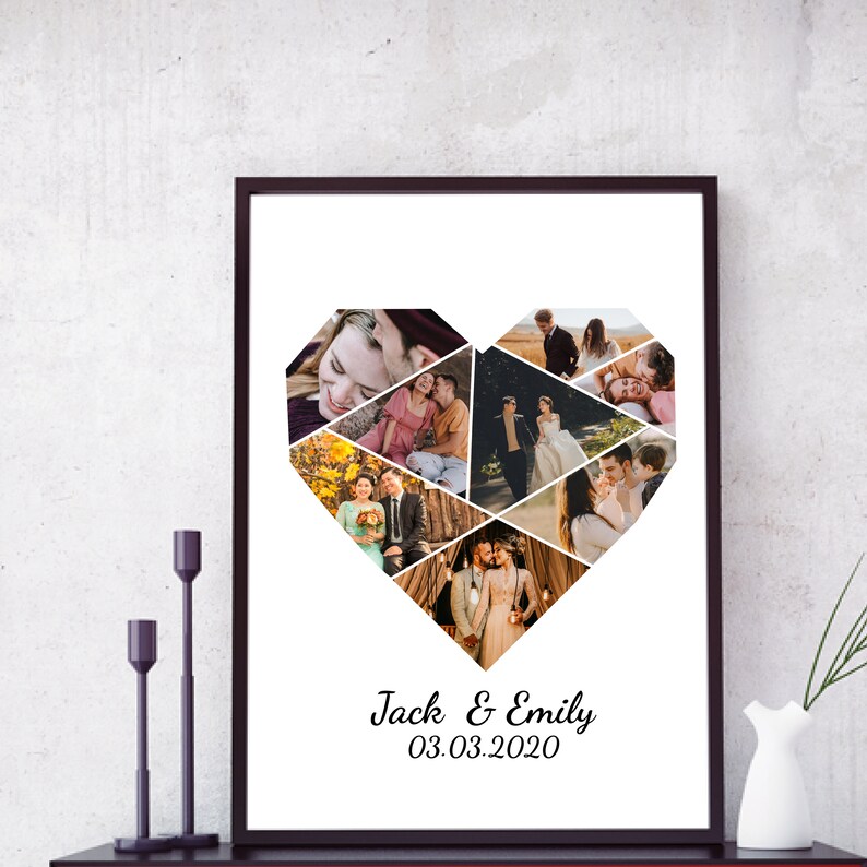 Geometric Heart Art Custom Heart Collage Photo Collage - Etsy