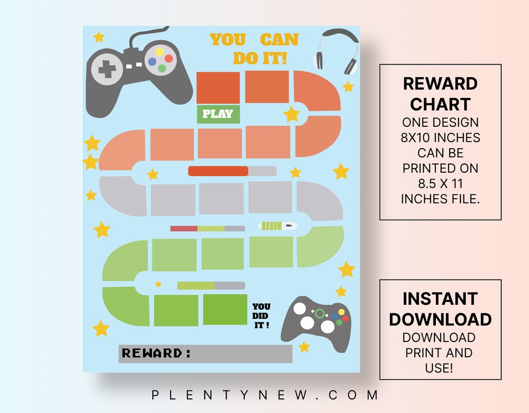 Printable Video Game Reward Chart Gamer Behavior Chart - Etsy