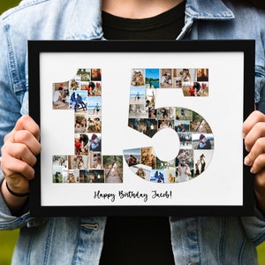 Custom 15th Birthday Photo Collage, Personalized 15th Picture Collage ...