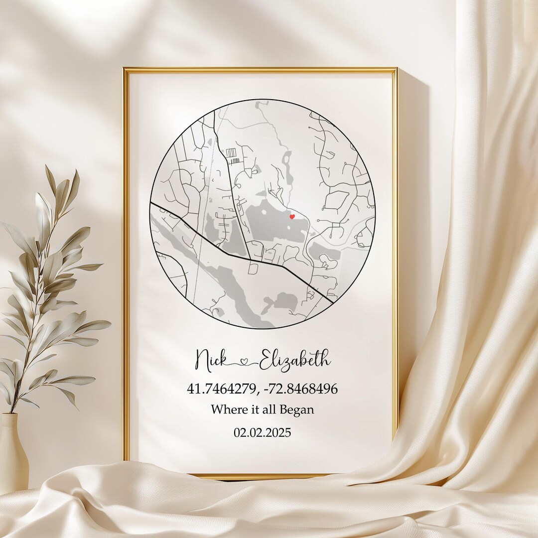 Where We Met Map /where It All Began /couple Map/ Gift for Her/ Gift ...