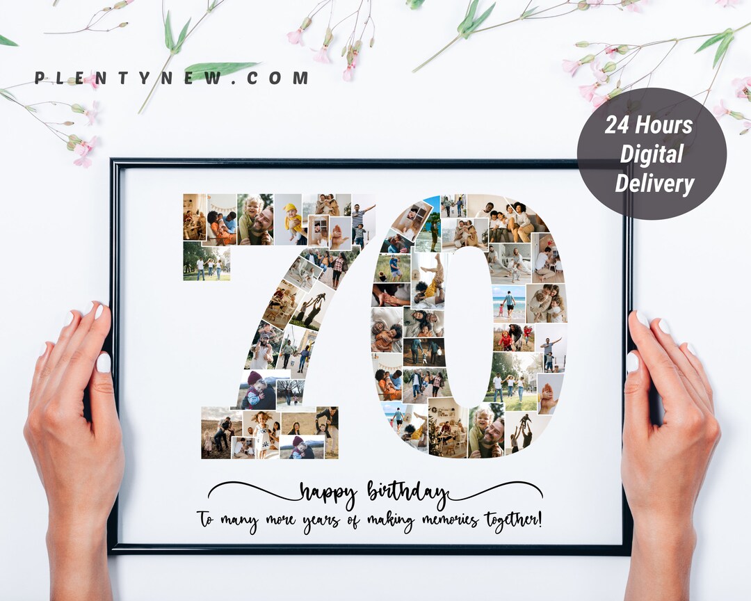 Custom 70 Birthday Photo Collage, Personalized 70th Picture Collage ...