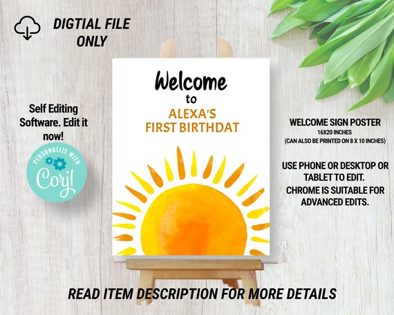Editable Sunshine Welcome Sign First Trip Around the Sun - Etsy