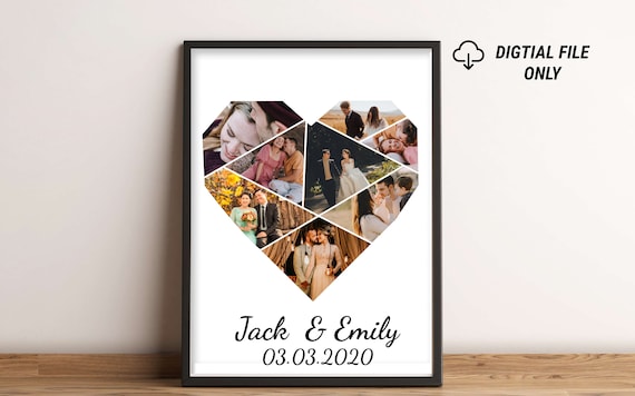 Geometric Heart Art Custom Heart Collage Photo Collage | Etsy