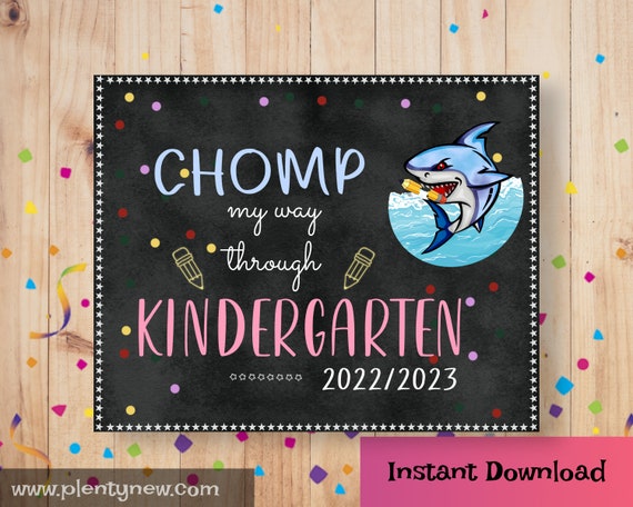 1st Day of Kindergarten Sign 2022 Back to School SHARK - Etsy
