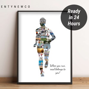 Runner Custom Gift, Running Photo Collage, Marathon Wall Poster ...
