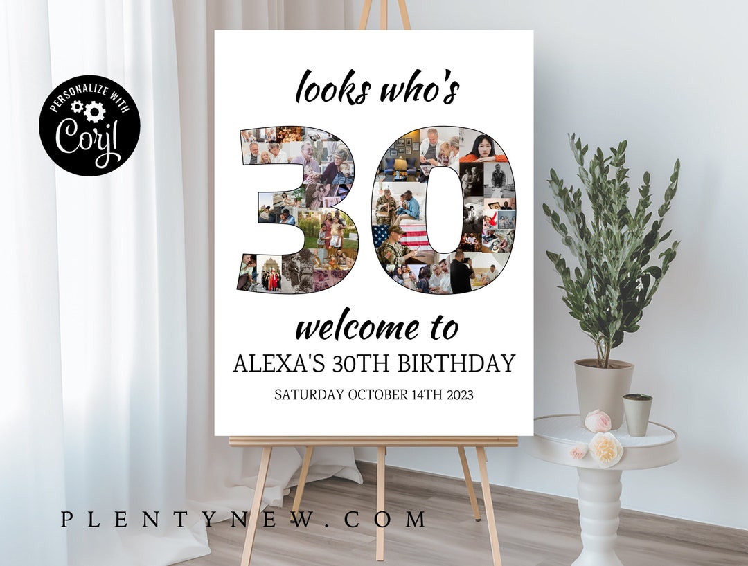 30th Birthday Photo Collage TEMPLATE, Look Who's 30, Photo Montage ...