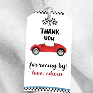 Editable Racing Favor Tags Race Car Birthday Thank You Label - Etsy