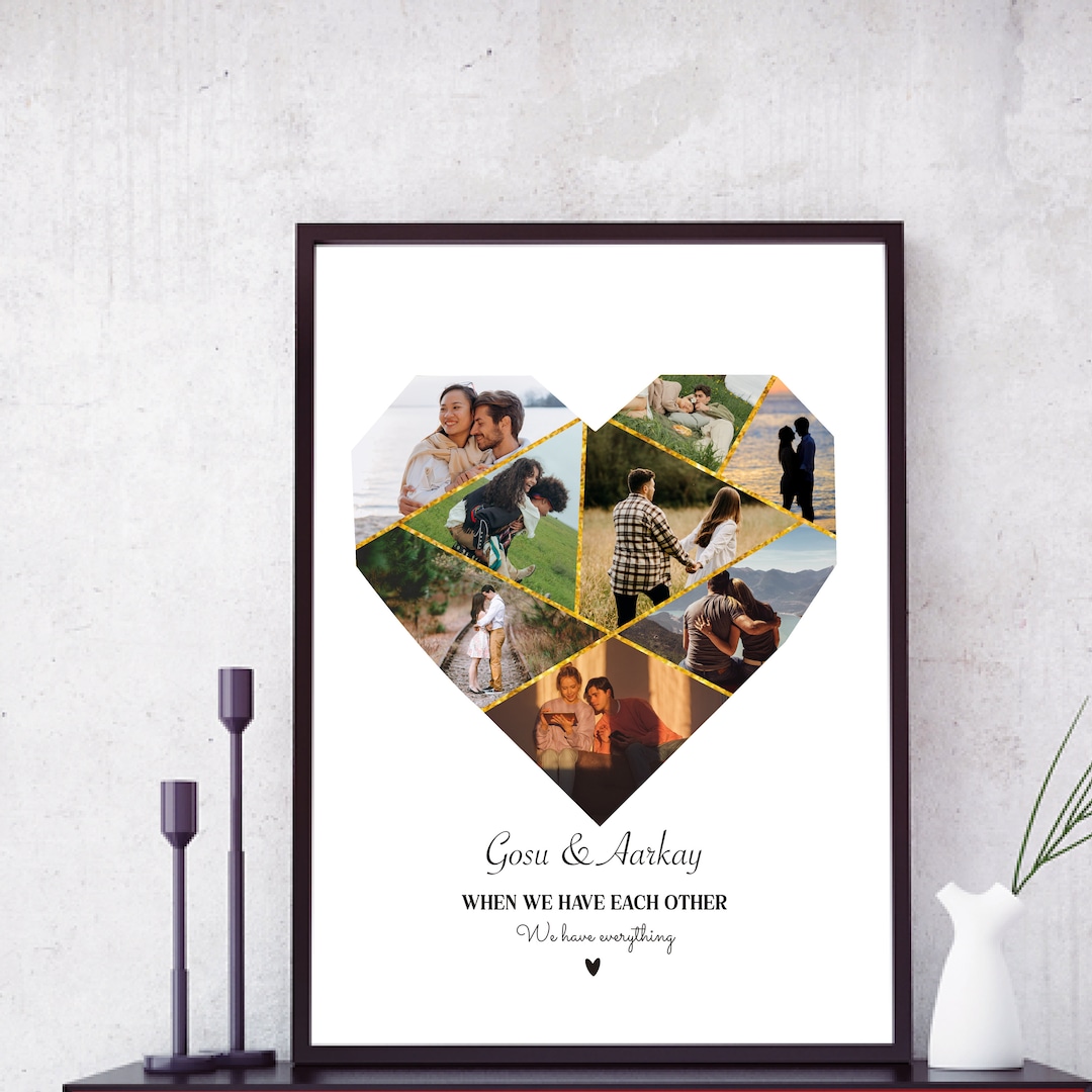 Custom Heart Photo Collage for Boyfriend, Personalized Anniversary Gift ...