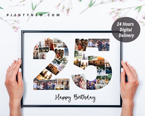 25th Birthday Photo Collage 25th Anniversary Photo Collage | Etsy