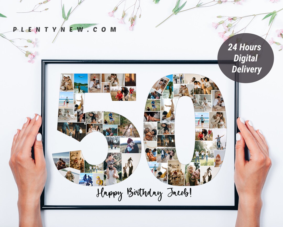 Personalized 50th Picture Collage, Personalized 50th Birthday Gift ...