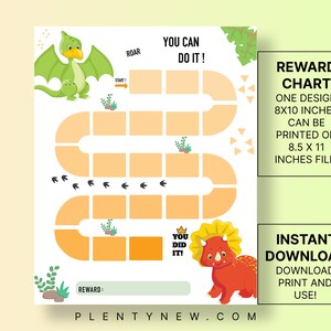 Printable Dinosaur Reward Chart Dinosaur Kids Behavior Chart Instant ...
