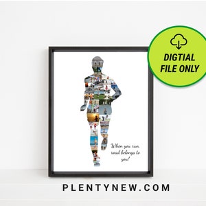 Runner Custom Gift, Running Photo Collage, Marathon Wall Poster ...