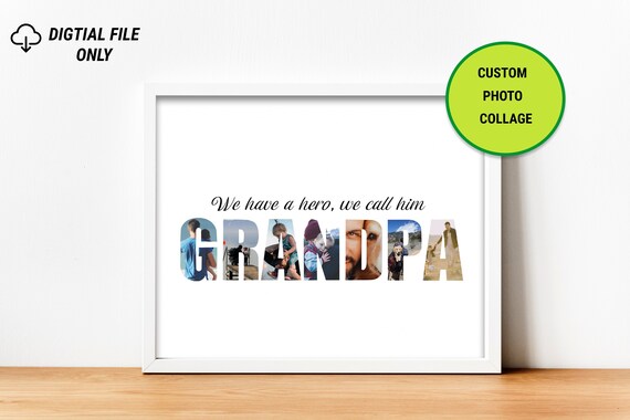 Custom Grandpa Photo Collage Grandparents Day Gift Custom | Etsy