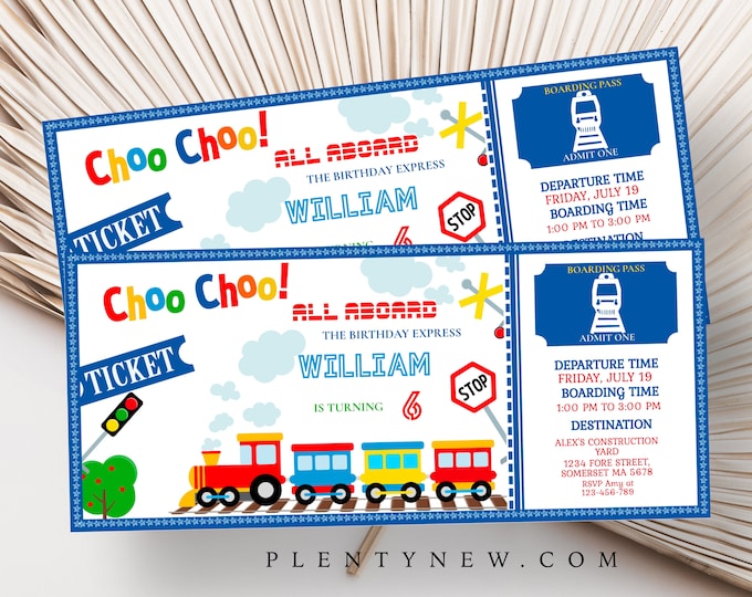 Train Ticket Birthday Invitation Template: Editable Ticket (PDF) - Etsy ...