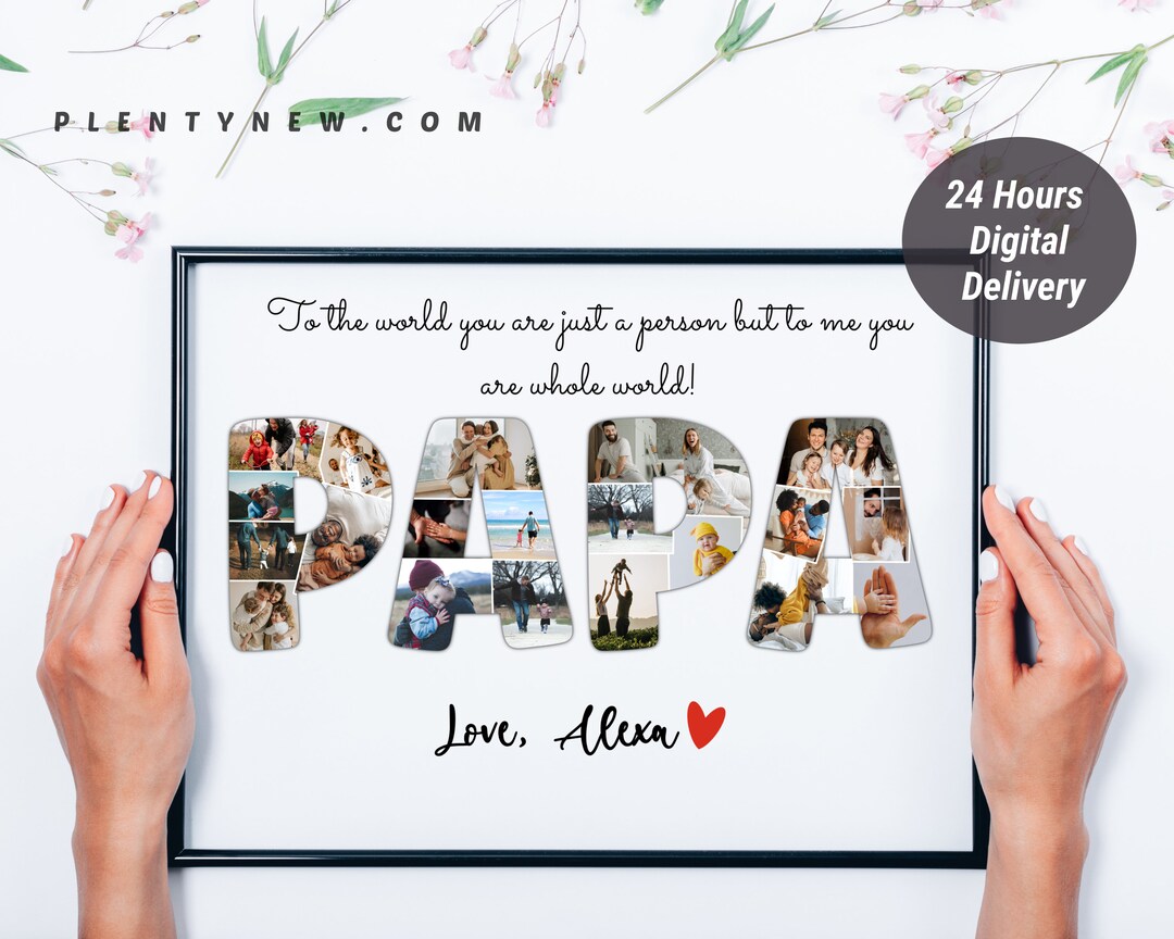 Papa Photo Collage, Customized Father's Gift, Dad Photo Collage, Gift ...