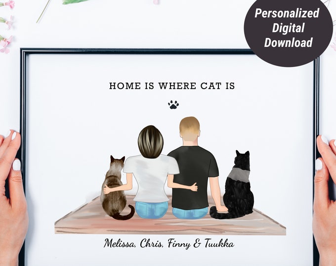 Personalised Cat Owner Gift, Personalised Handmade Pet Print, Custom ...