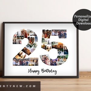 25th Birthday Photo Collage, 25th Anniversary Photo Collage, Twenty ...