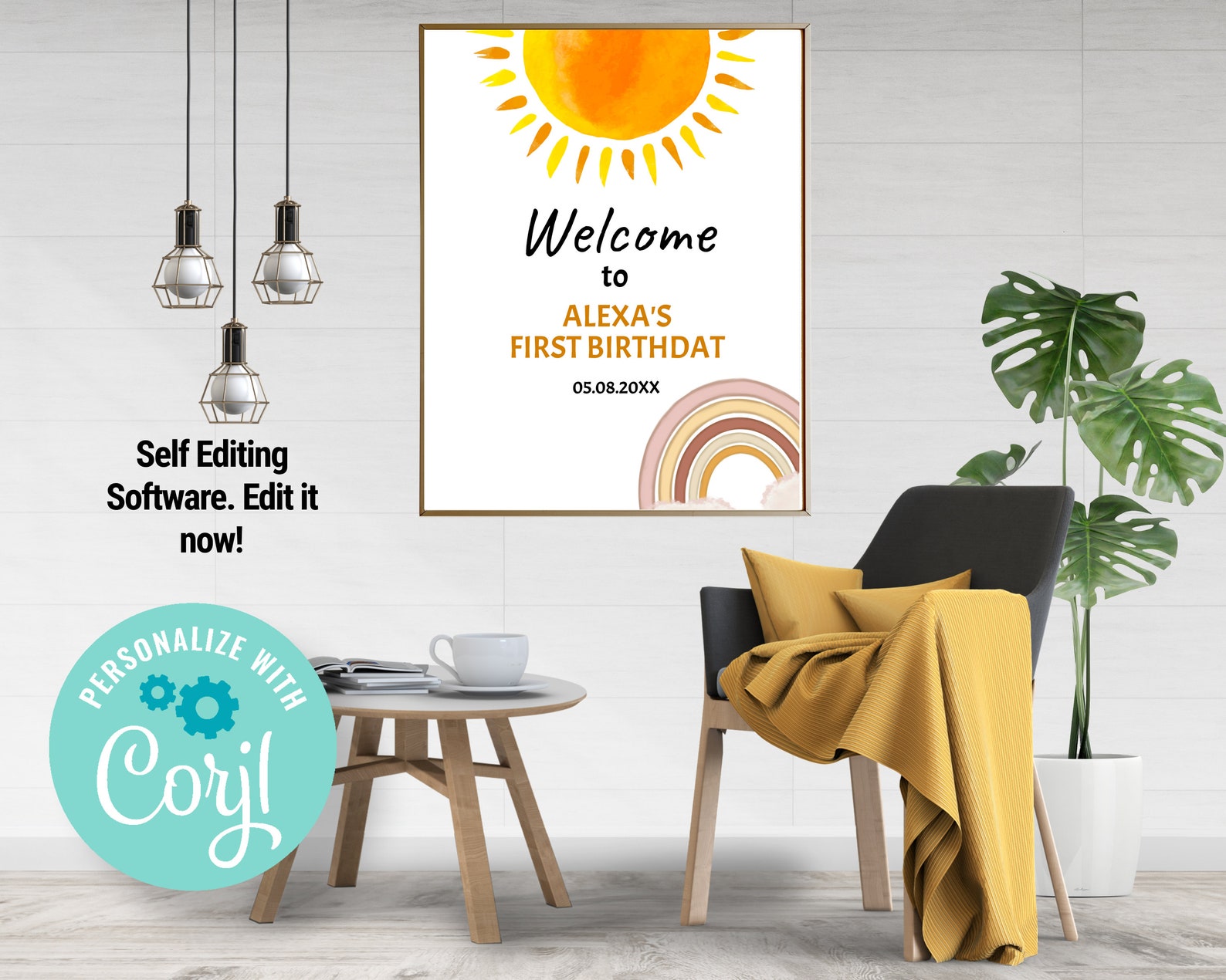 Editable Sunshine Welcome Sign First Trip Around the Sun - Etsy
