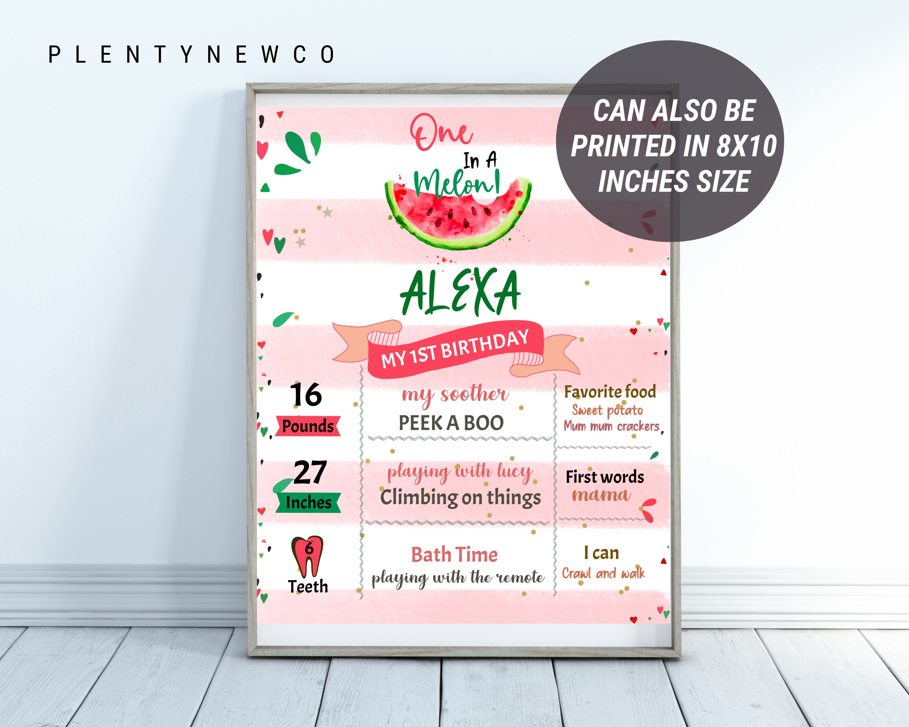 Editable Watermelon Milestone Birthday Poster Red Watermelon - Etsy