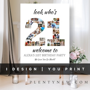 Look Who's 21, 21st Birthday Photo Collage Poster, Customizable Photo ...