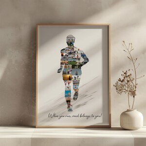 Runner Custom Gift, Running Photo Collage, Marathon Wall Poster ...