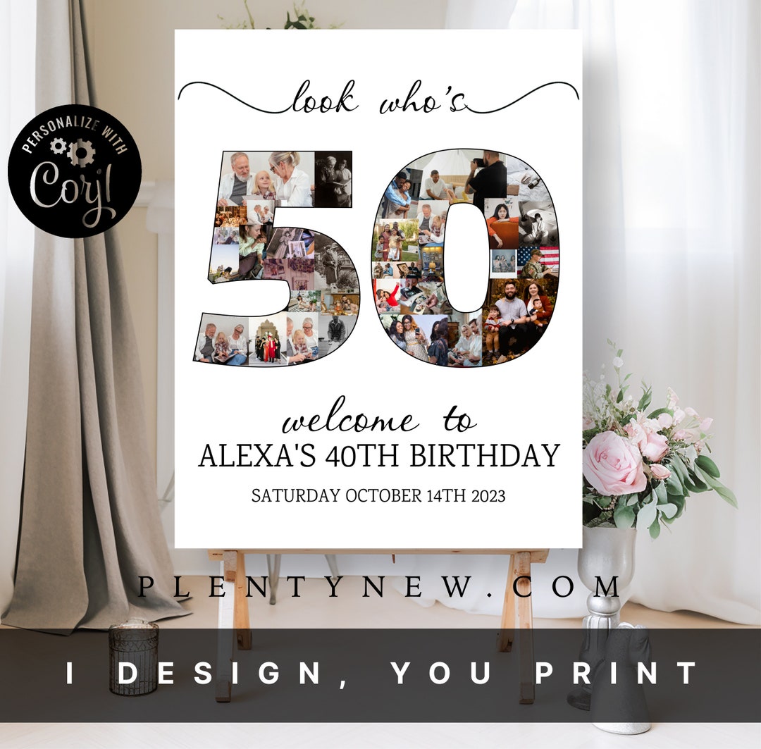 Look Who's 50 50th Birthday Photo Collage TEMPLATE - Etsy