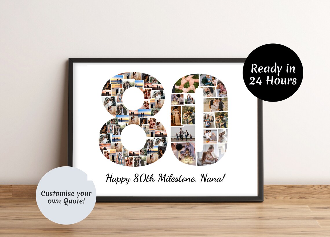 80th Birthday Photo Collage 80th Anniversary 80th Birthday | Etsy