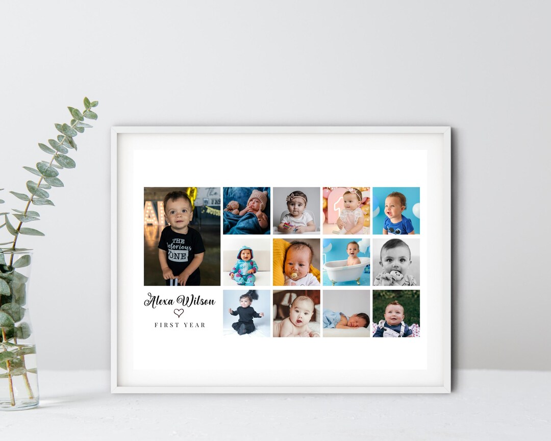 12 Month Collage, 1st Birthday Collage, First Birthday Collage, Baby ...